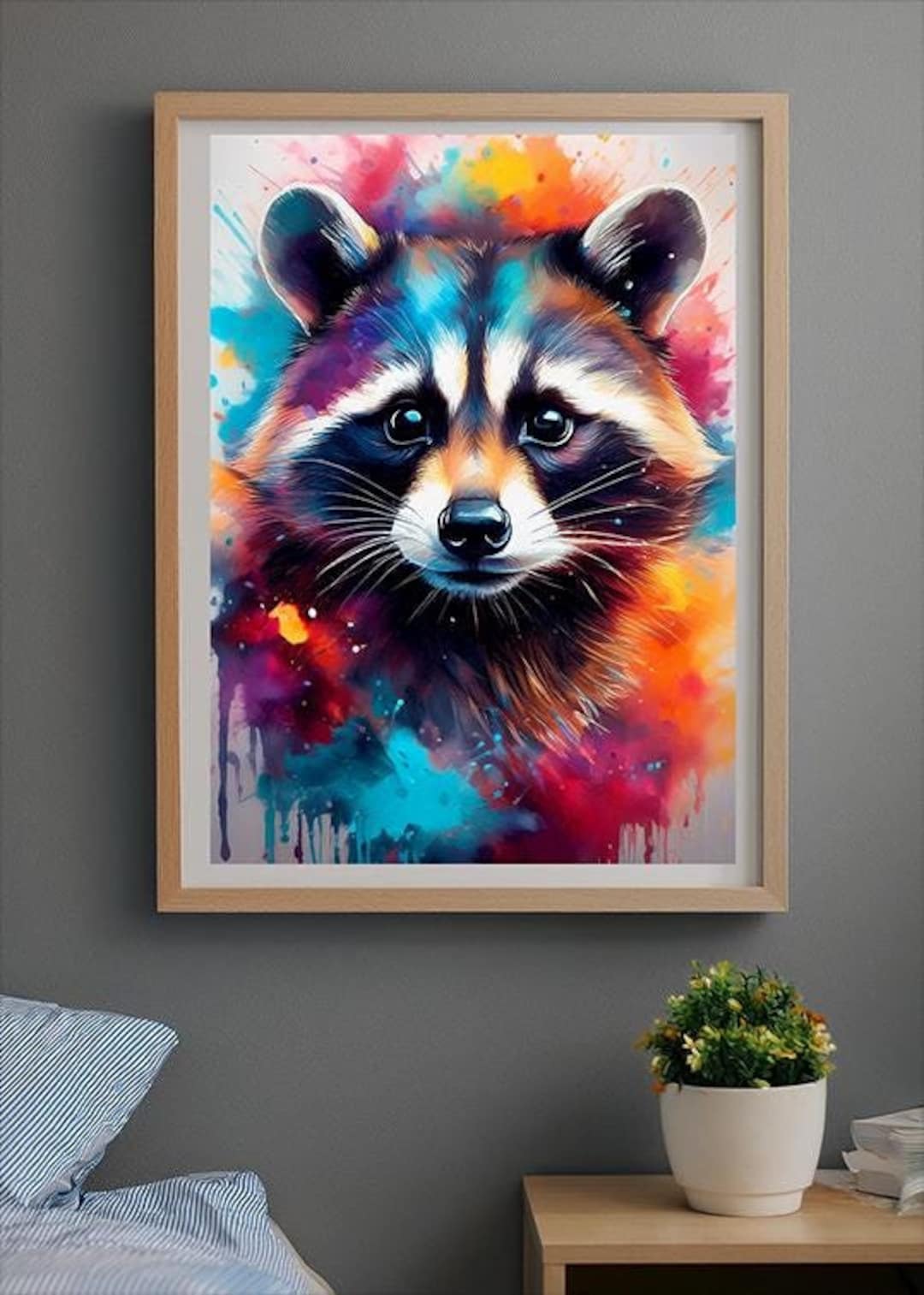Watercolor Raccoon - Wall Art, Raccoon Poster, Playful Art Print ...