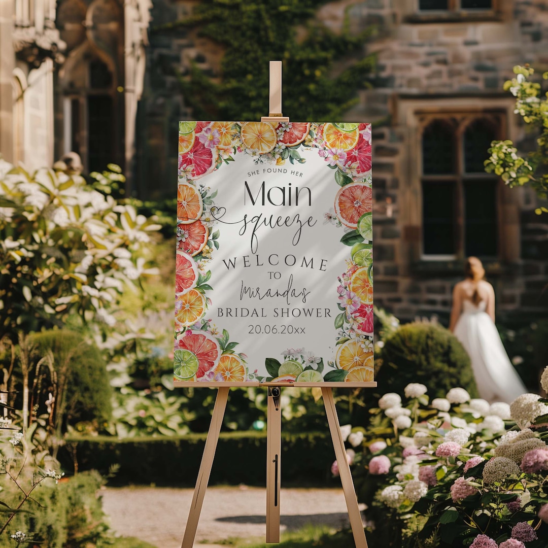 She Found Her Main Squeeze Bridal Shower Editable Welcome Sign | Citrus ...