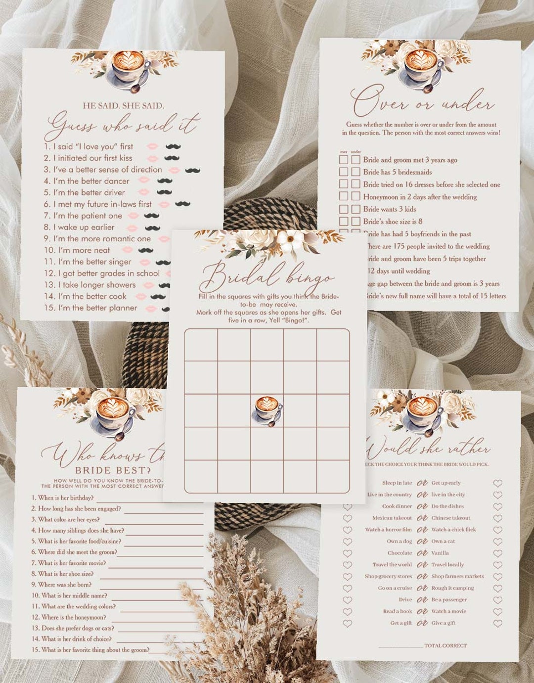 Love is Brewing Bridal Shower Games: Coffee Theme (printable) - Etsy
