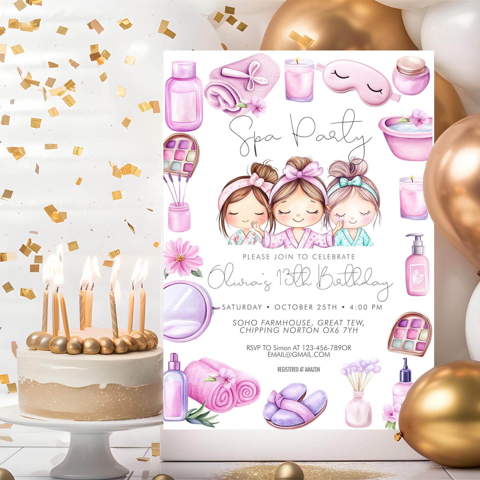 Spa Girl Birthday Party Invitation: Editable Printable Invite - Etsy