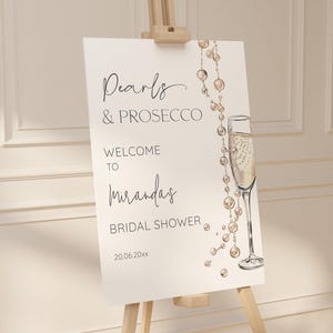 Pearls and Prosecco Bridal Shower Editable Welcome Sign | Printable ...