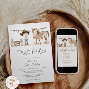 First Rodeo Birthday Invitation | Boy 1st Birthday Editable Template ...