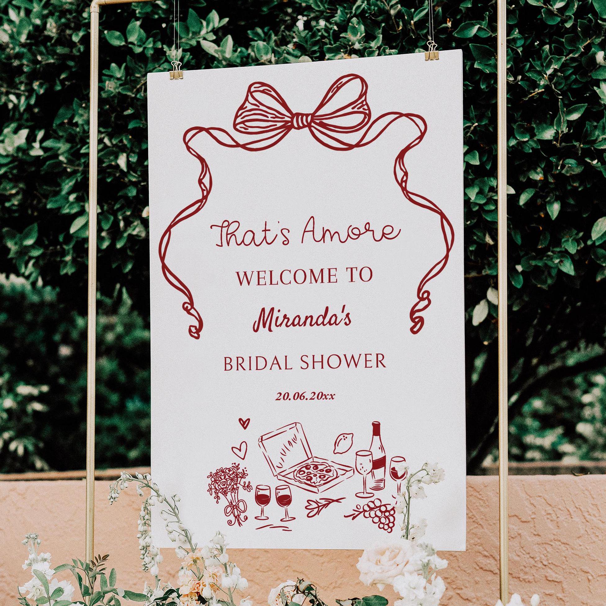 That's Amore Bridal Shower Welcome Sign | Italian Themed Handwritten ...