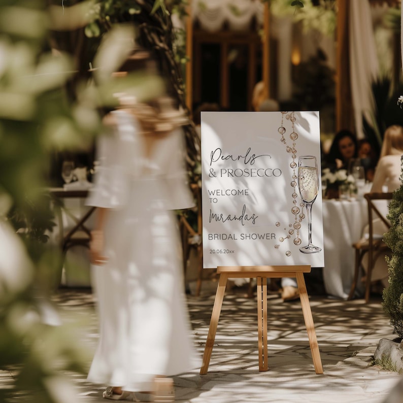 Pearls and Prosecco Bridal Shower Editable Welcome Sign | Printable ...