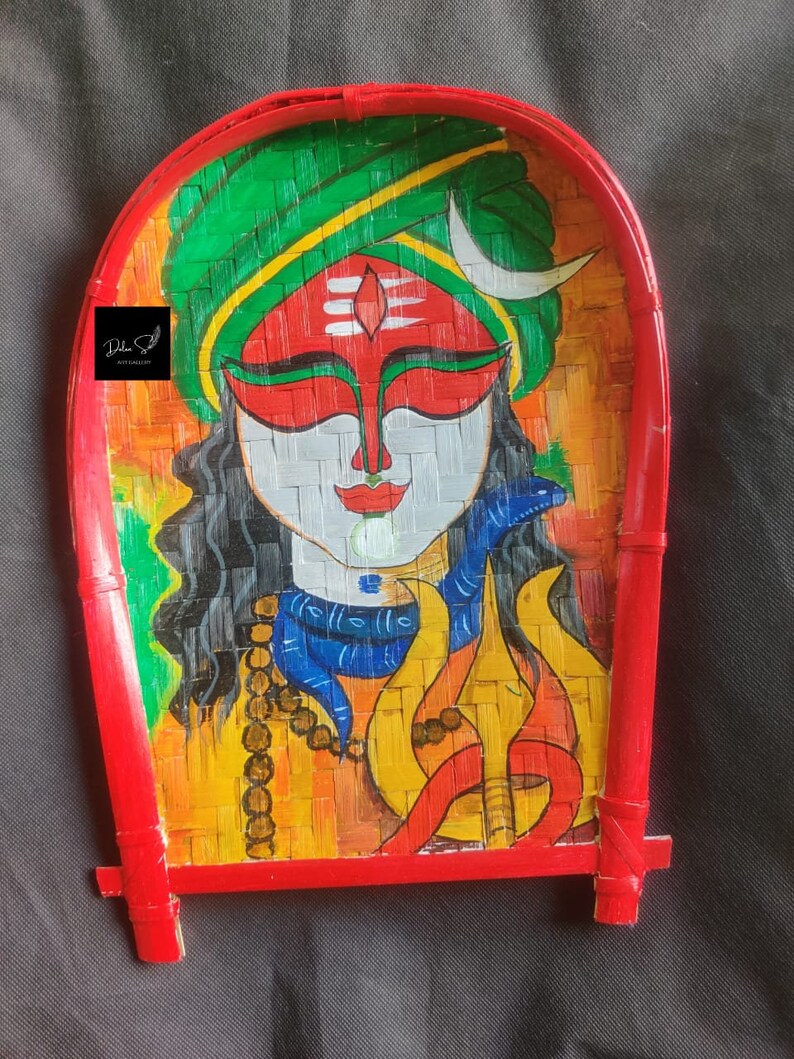 Bengali Wall Art Lord Shiva Painting on Kulo Hand-painted Gift for Puja ...