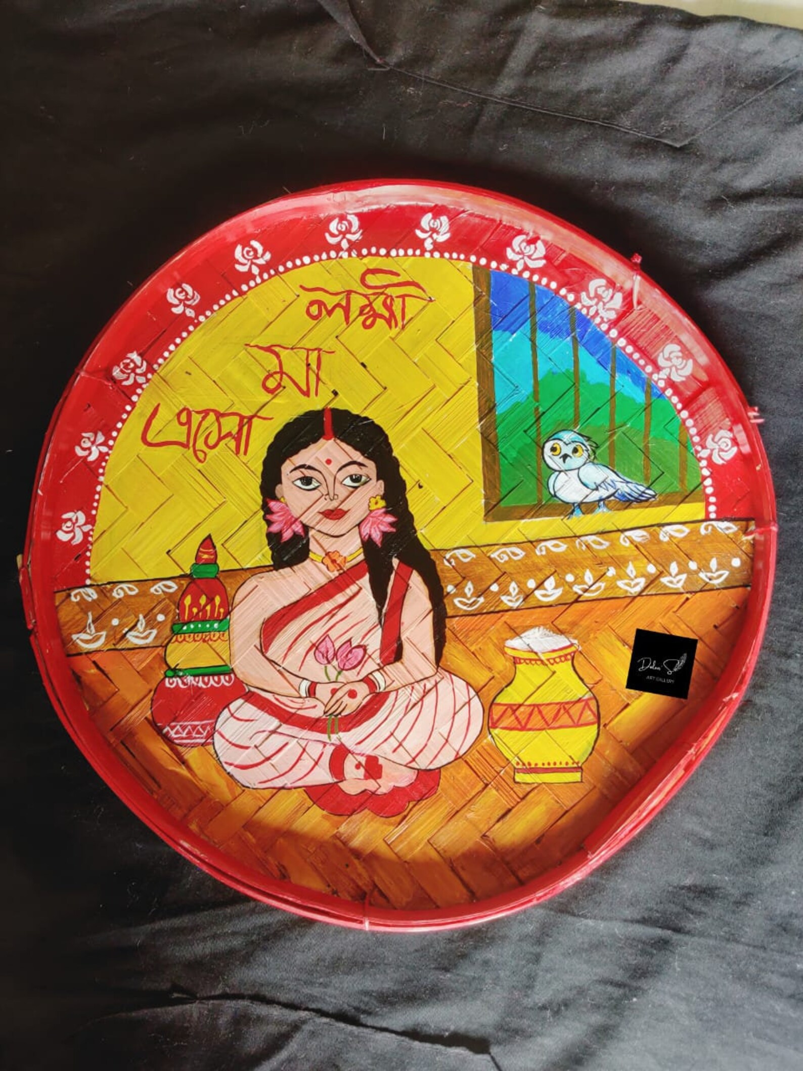 Bengali's Painting Wooden Biyer Dala Hand-painted Round Kulo Wall ...
