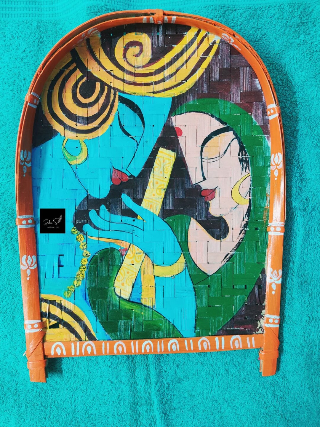 Bengali Wall Art Radha & Krisha Painting on Kulo Hand-painted Gift for ...