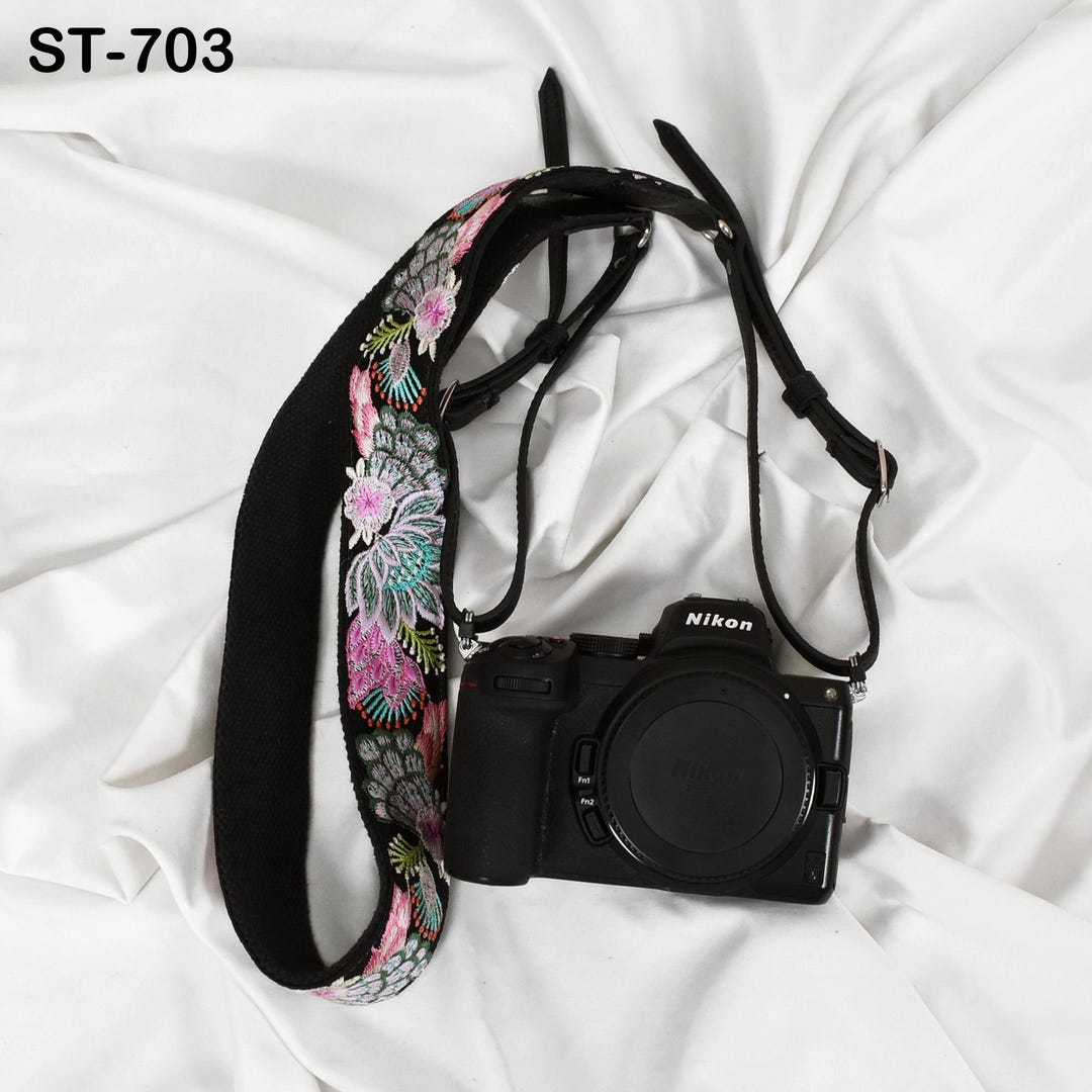 Sling Camera Strap Photographer Leather Strap Embroidery DSLR Camera ...