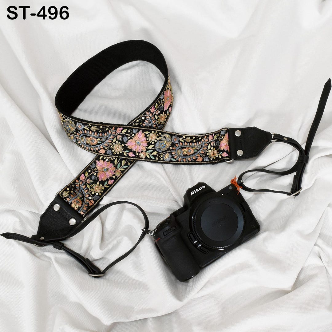 Sling Camera Strap Photographer Leather Strap Embroidery DSLR Camera ...