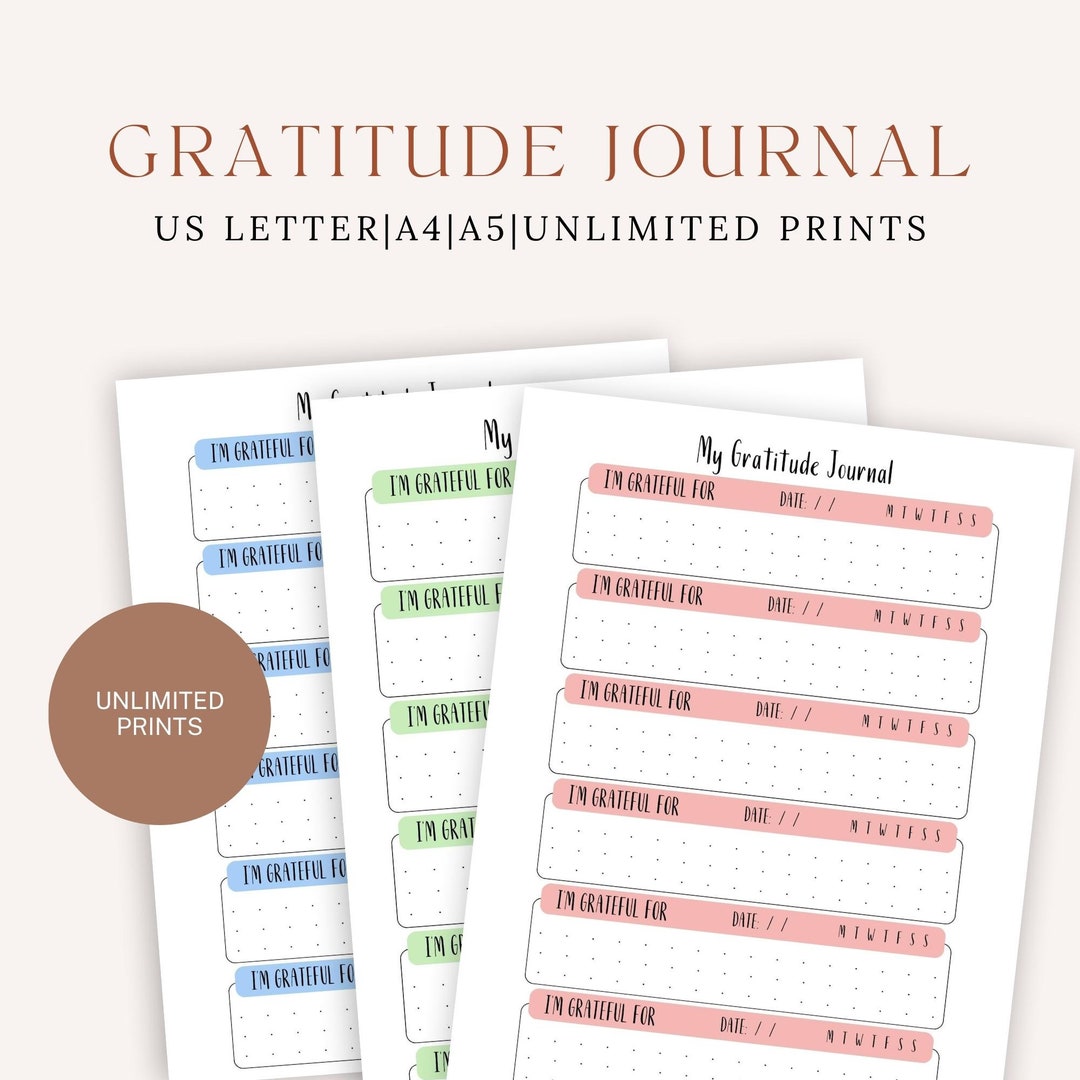 Gratitude Journal, Printable Daily Gratitude, Planner Mindfulness ...