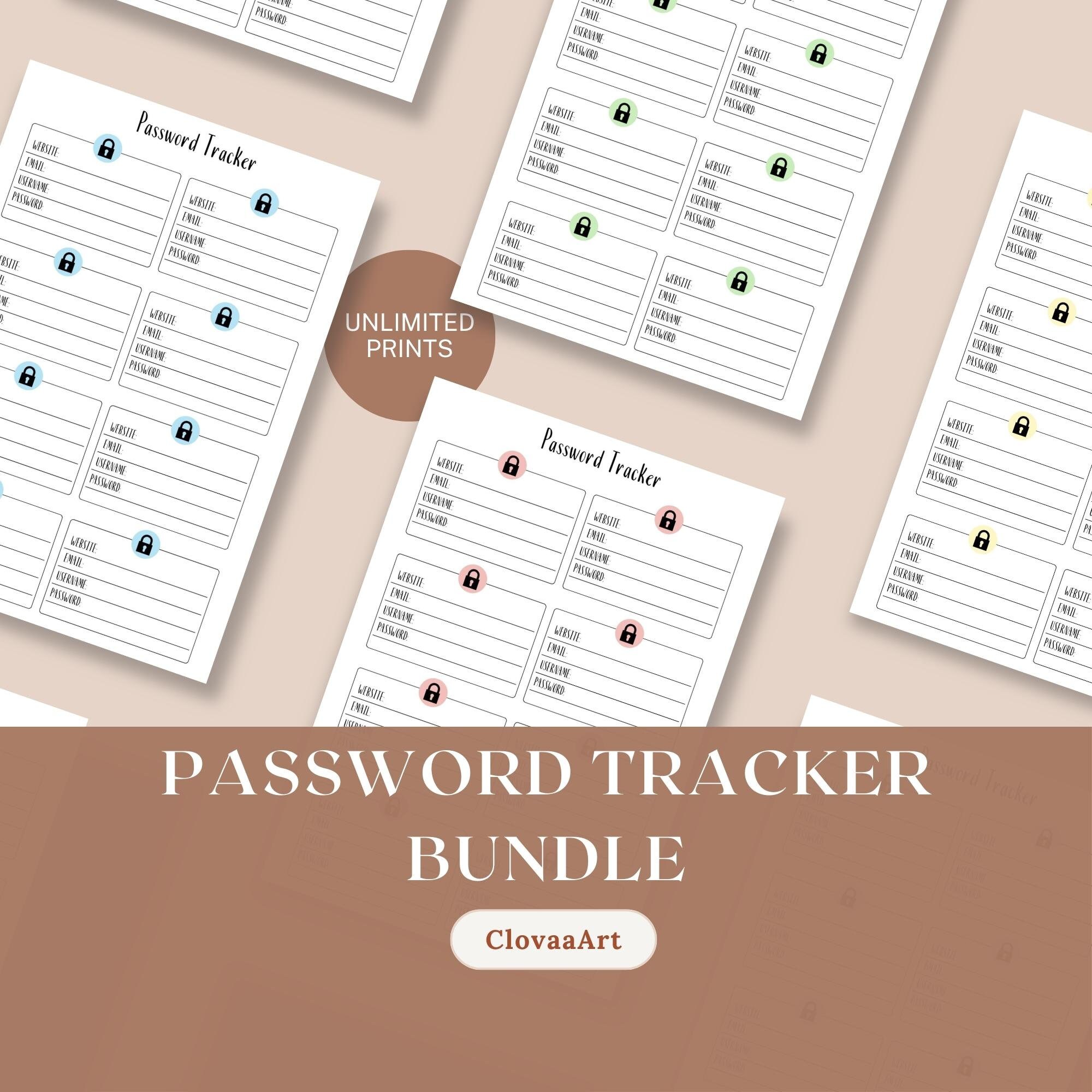 Password Tracker BUNDLE, 4 Printable Password Log & Organizers ...