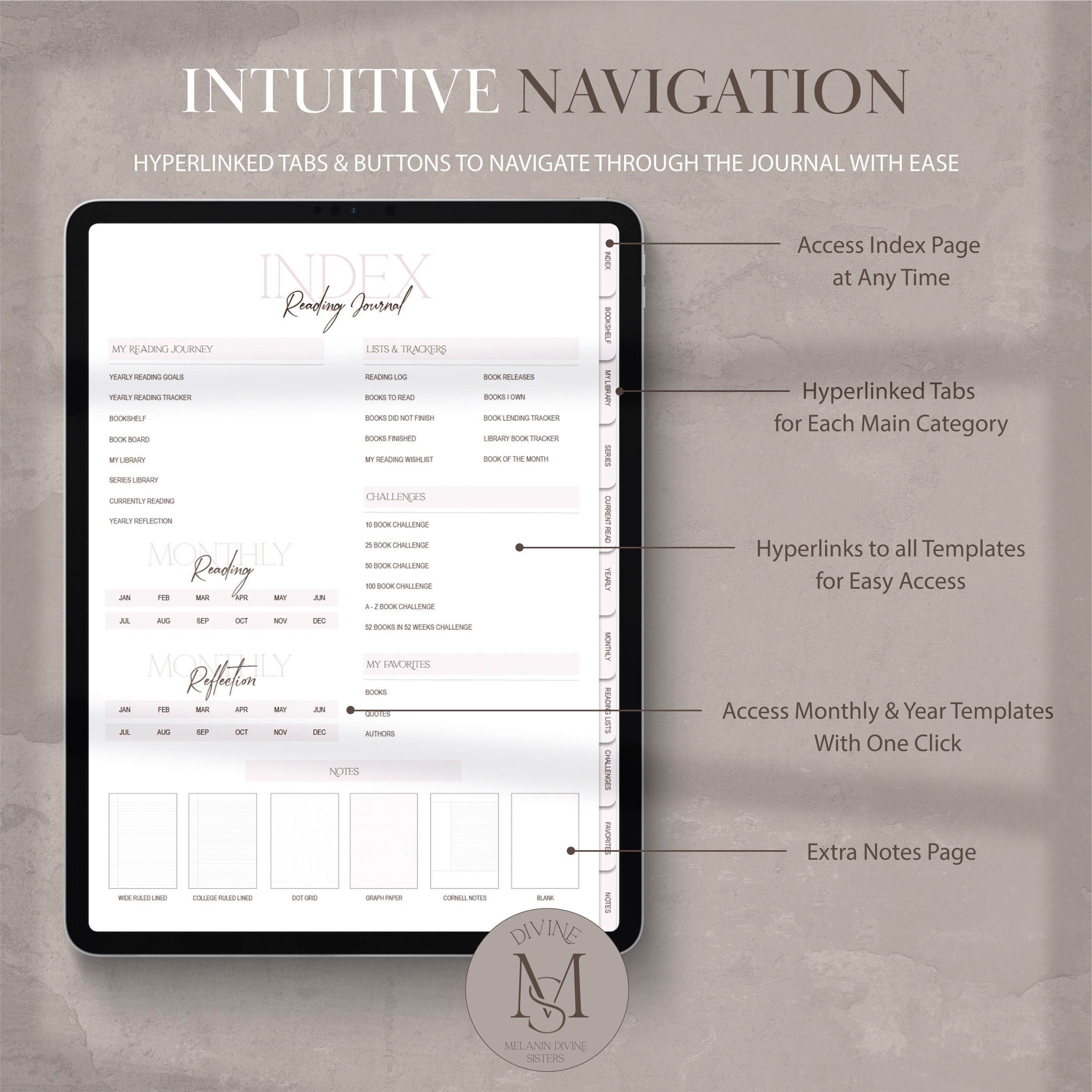 Reading Tracker Digital Reading Journal for Book Lovers for Goodnotes ...