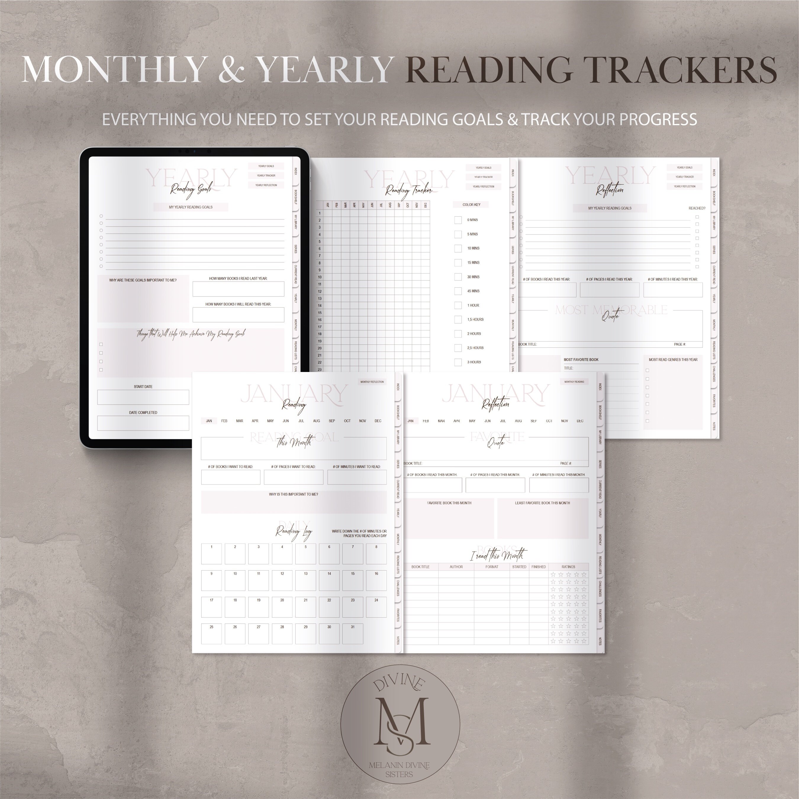 Reading Tracker Digital Reading Journal for Book Lovers for Goodnotes ...