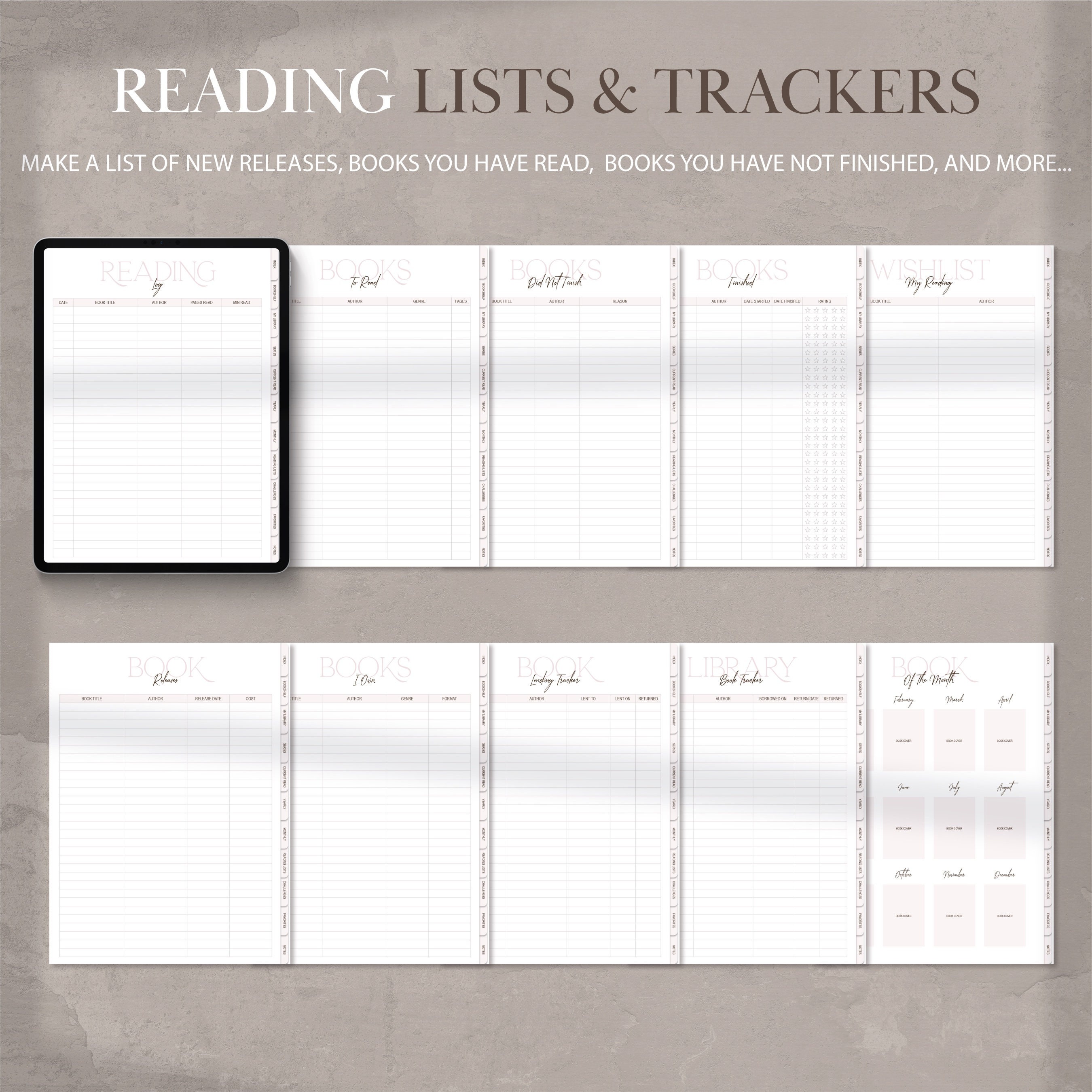 Reading Tracker Digital Reading Journal for Book Lovers for Goodnotes ...