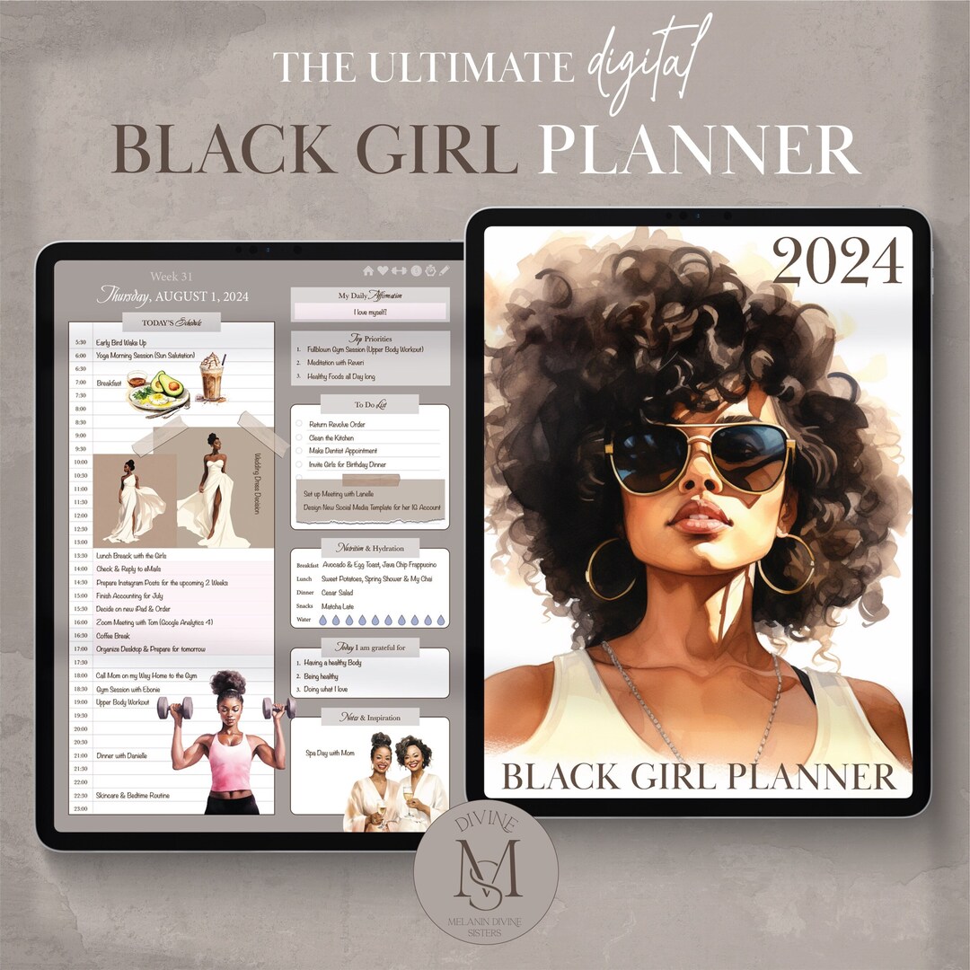 BLACK GIRL Digital Planner 2024, Daily, Weekly and Monthly Planner for ...