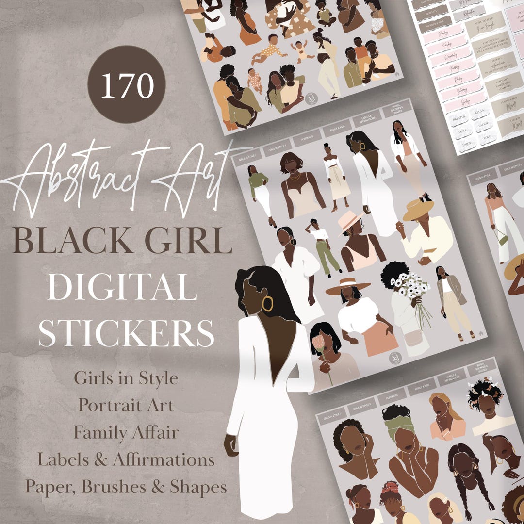 Aesthetic BLACK GIRL Digital Stickers Goodnotes Stickers 170 Digital ...