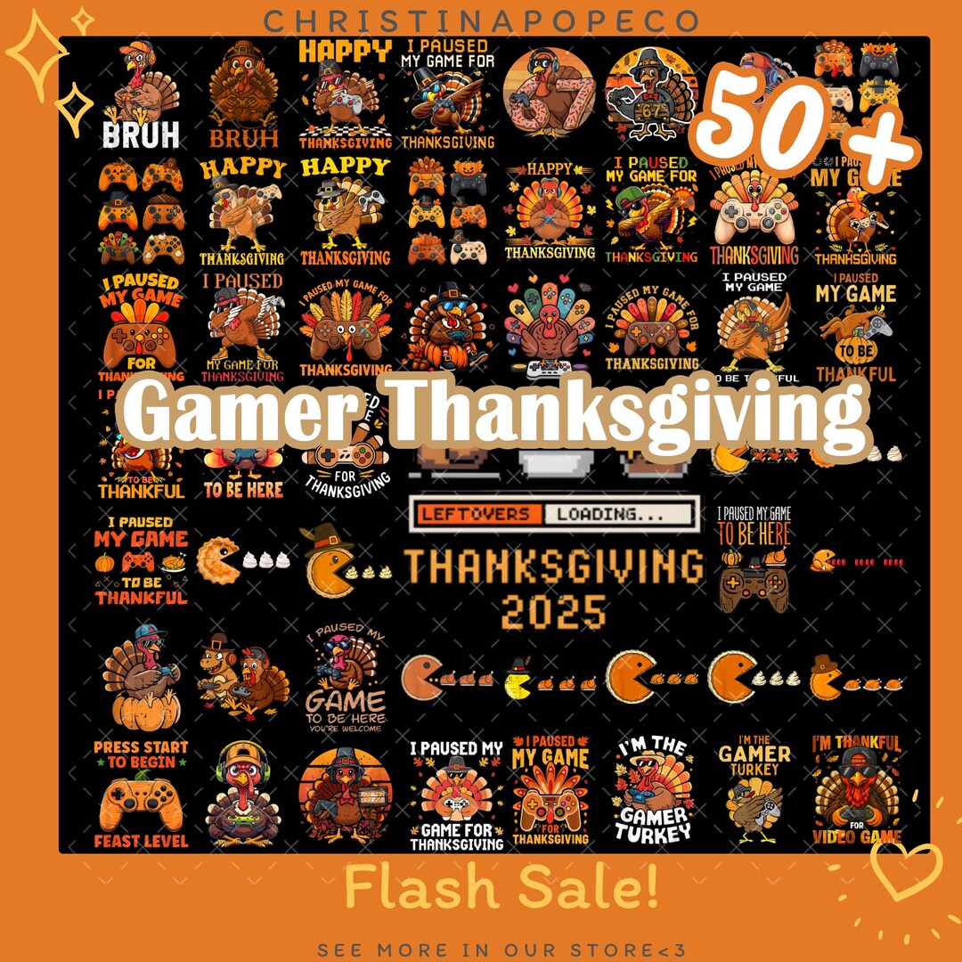 Gamer Turkey Thanksgiving PNG Bundle, Funny Video Game Controller PNG ...