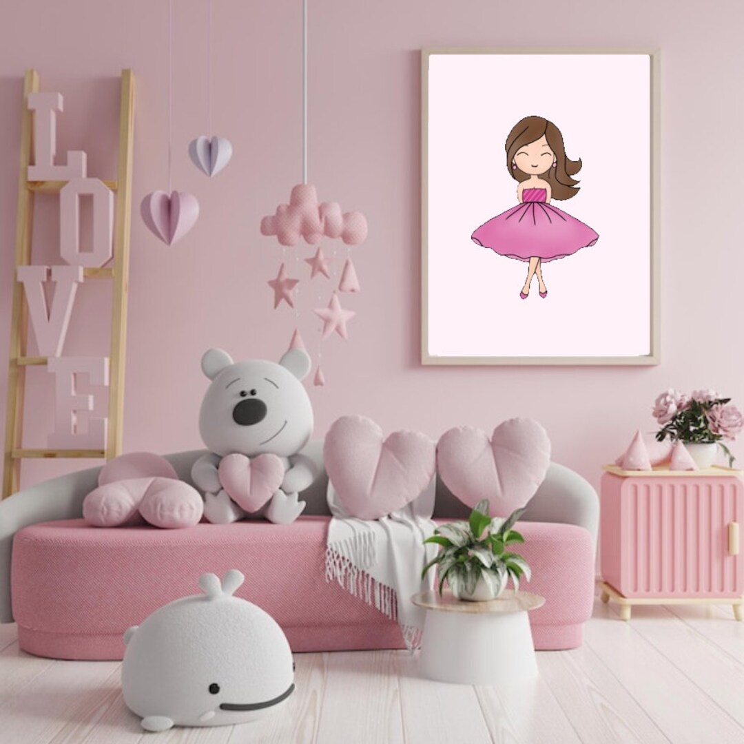 Barbie Wall Art Print,girl Room Wall Decor,pink Room Theme Print,barbie ...