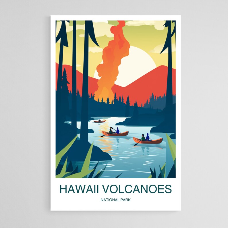 Hawaii Volcanoes National Park Poster, National Park Print, Vintage ...