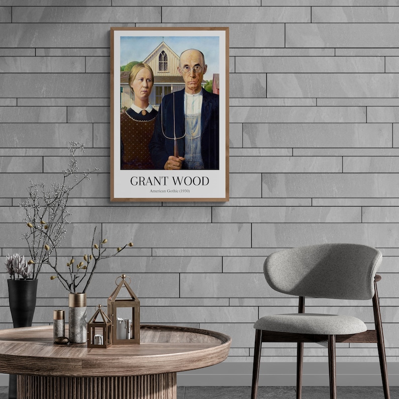 Wood Museum Poster, American Gothic Art, Artwork, Gift, Poster, Print ...
