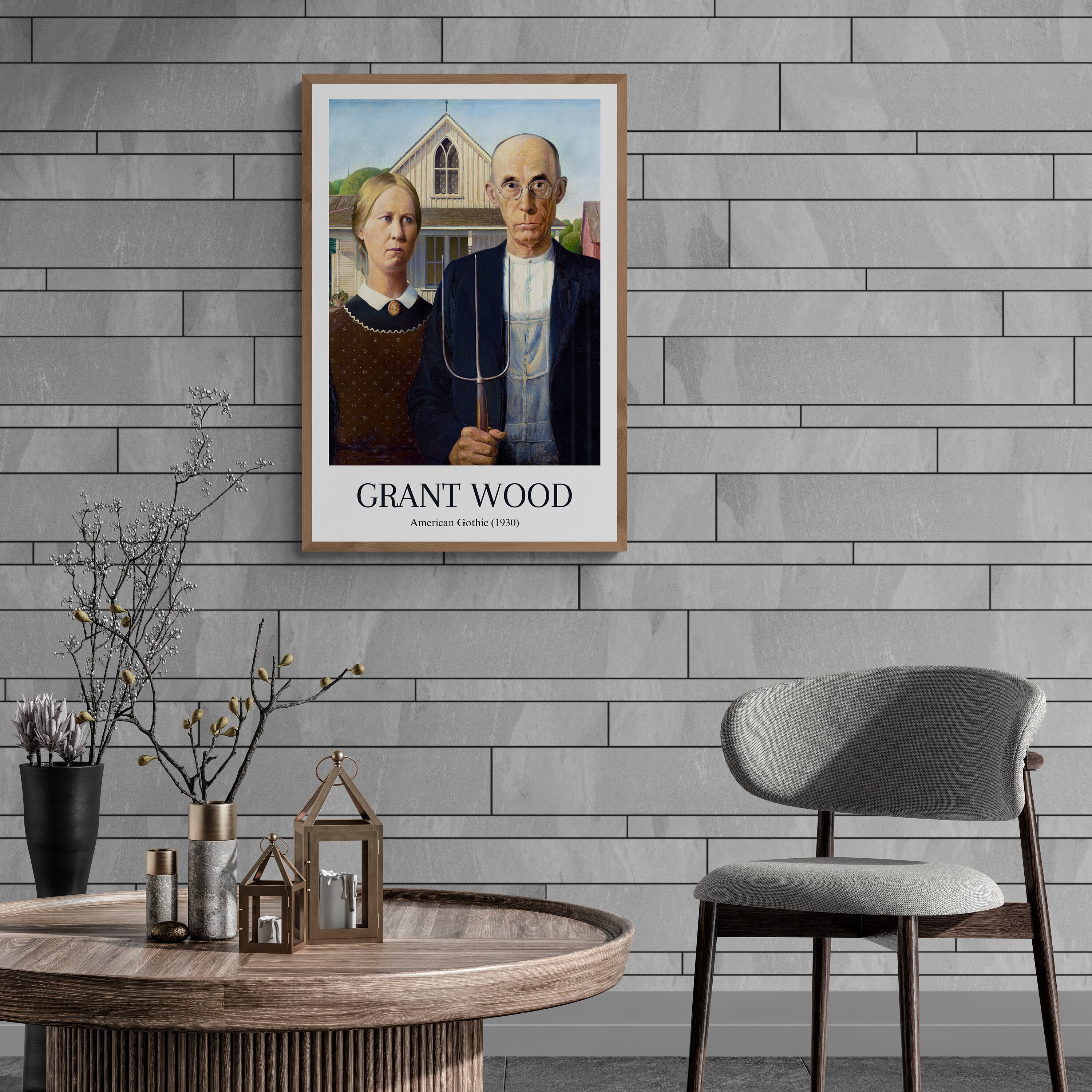 Wood Museum Poster, American Gothic Art, Artwork, Gift, Poster, Print ...