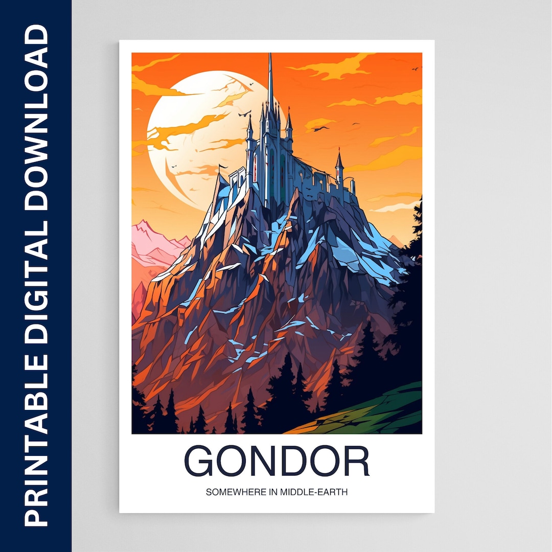 Gondor Travel Print, Wall Art Middle of Earth Wall Hanging, Home ...