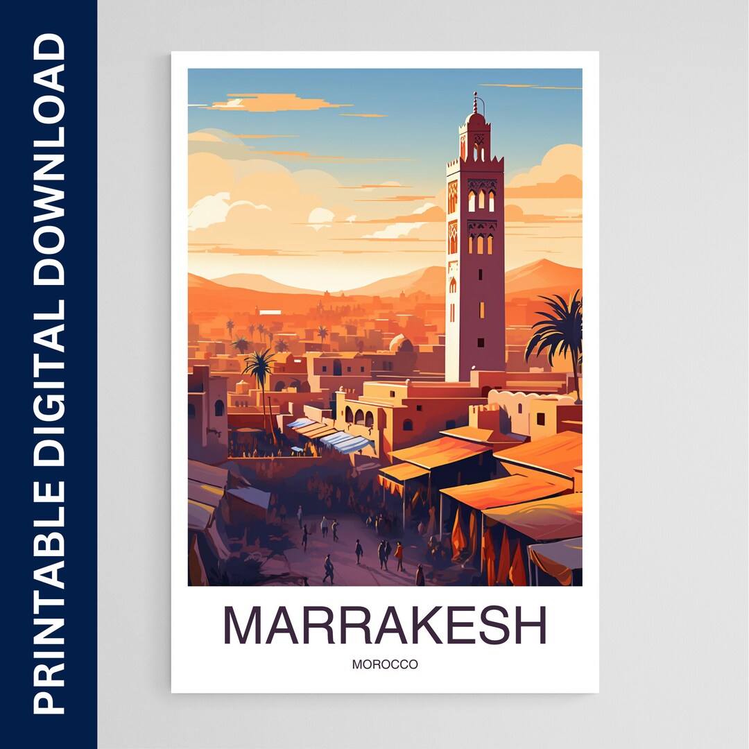 Marrakesh Travel Poster, Morocco Art, Artwork, Gift, Poster, Print ...