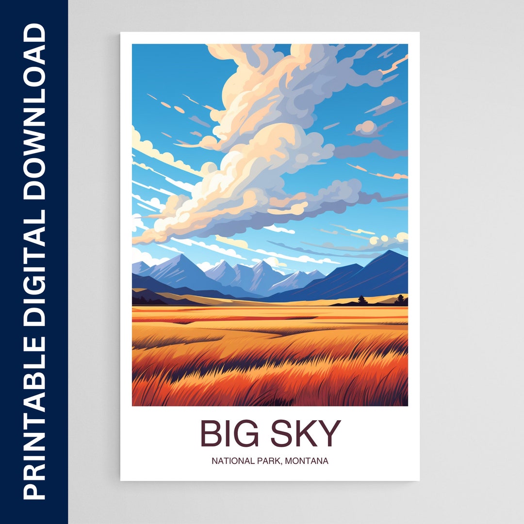 Big Sky National Park Poster, Montana Print, Wall Art, Gift, Home Decor ...