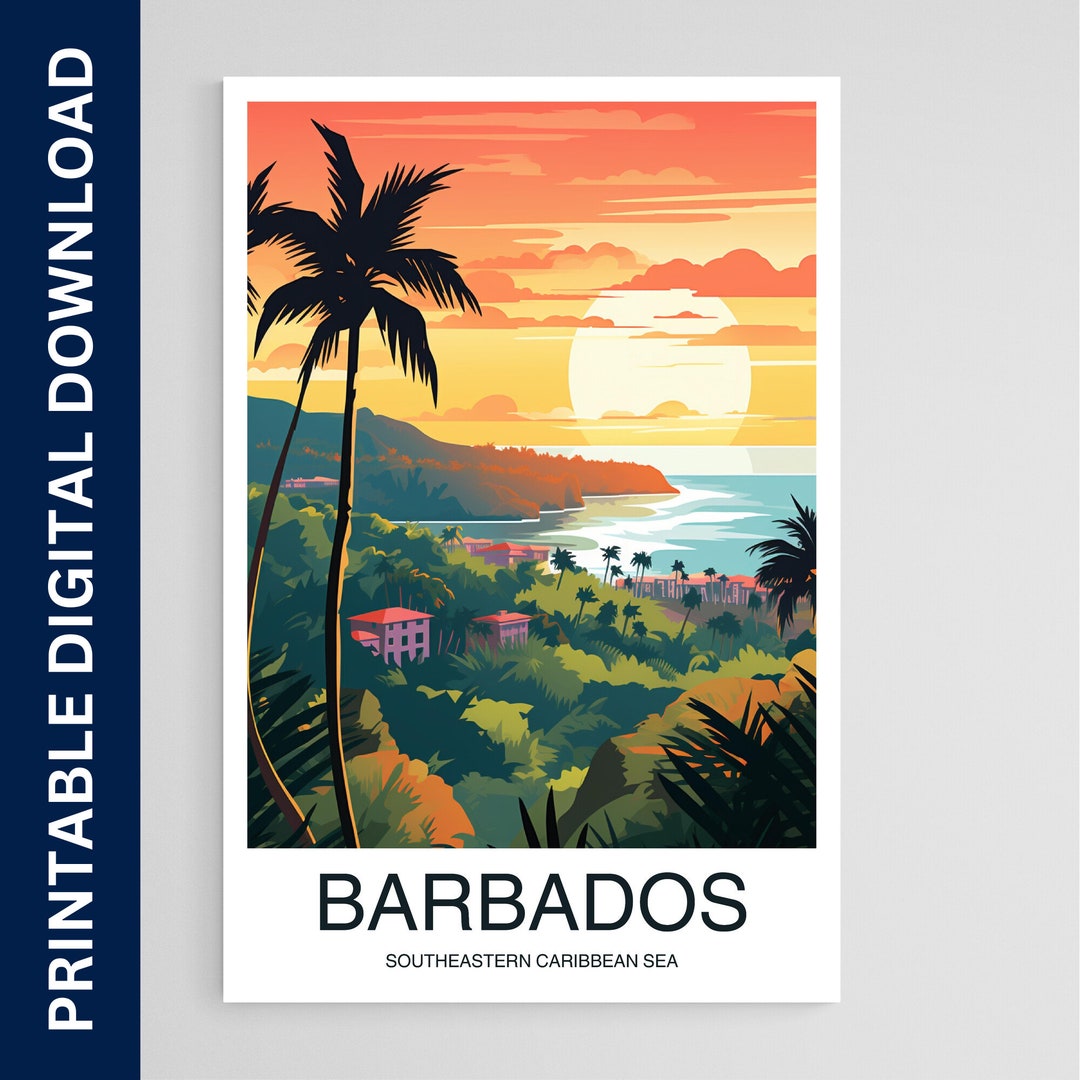 Barbados Travel Print, Wall Art Caribbean Wall Hanging, Home Decoration ...