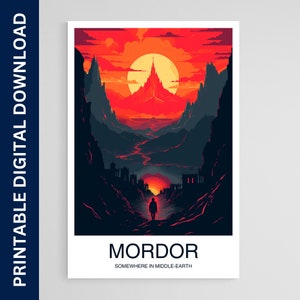 Mordor Travel Print, Wall Art Middle of Earth Wall Hanging, Home ...