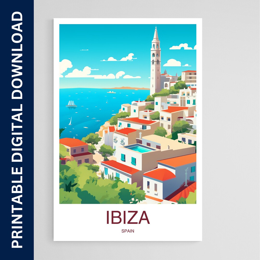Ibiza Travel Poster, Spain Art, Artwork, Gift, Poster, Print, Wall Art, Home Décor, Digital ...