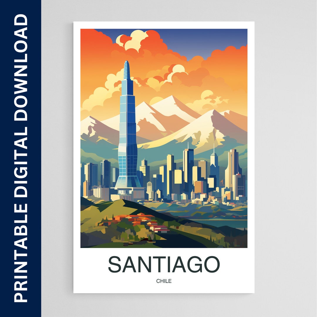 Santiago Travel Poster, Chile Art, Artwork, Gift, Poster, Print, Wall ...