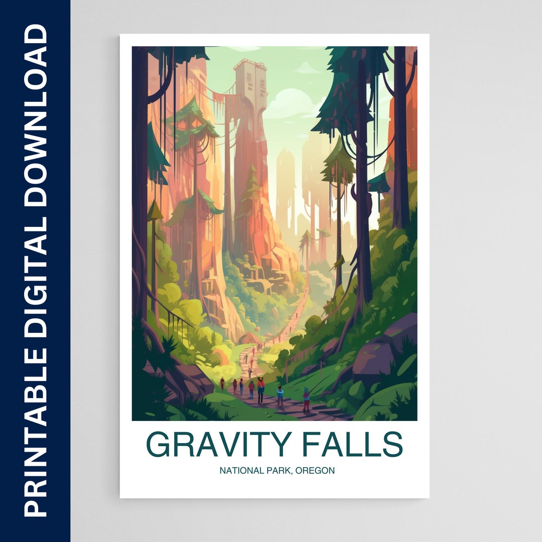 Gravity Falls National Park Poster, National Park Print, Vintage Poster ...