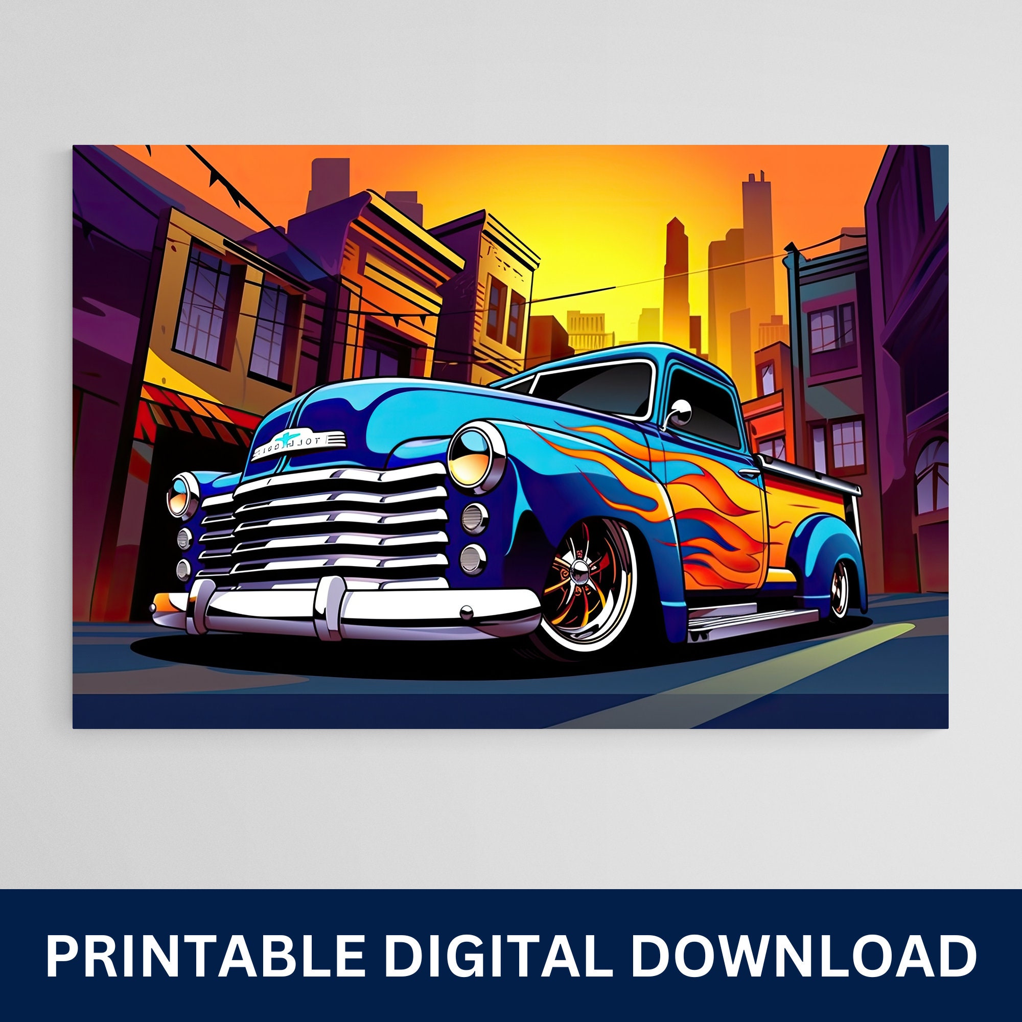 Lowrider Truck Poster, Truck Art, Artwork, Gift, Poster, Print, Wall ...