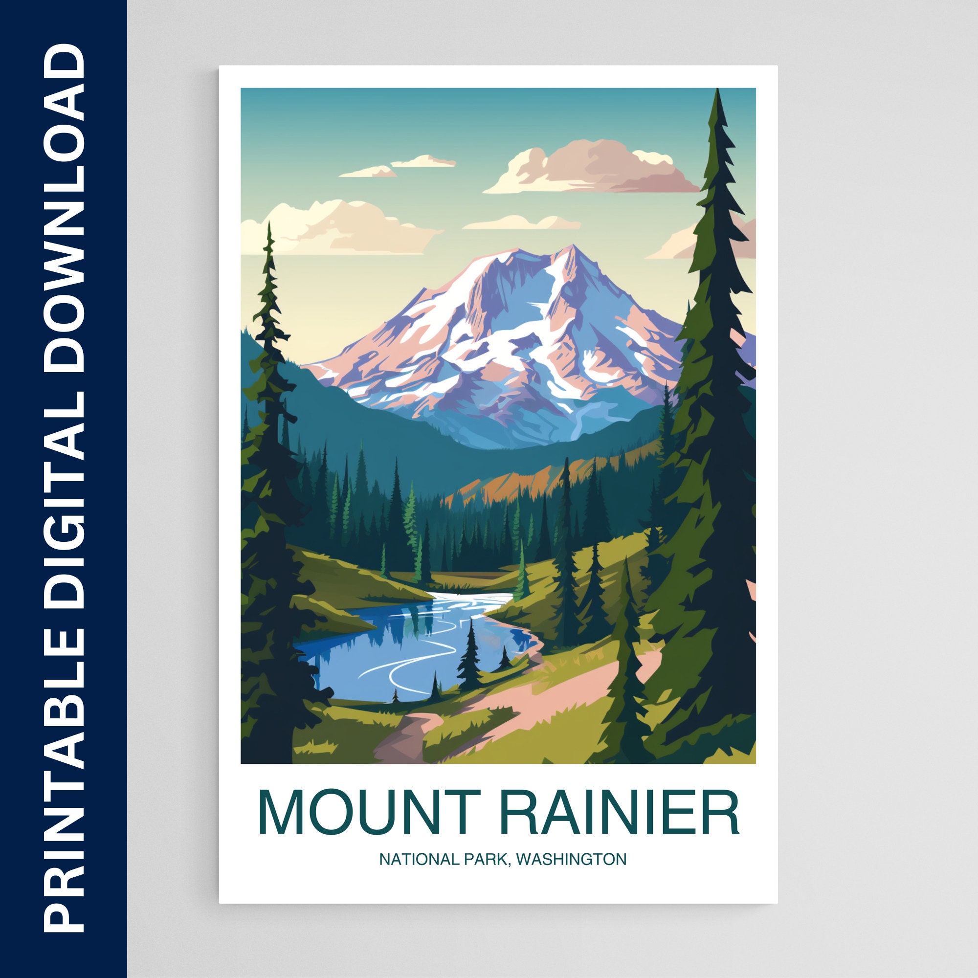 Mount Rainier National Park Poster, National Park Print, Vintage Poster ...