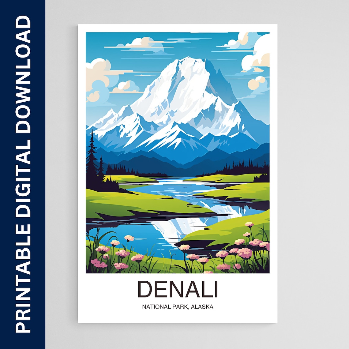 Denali National Park Poster, Alaska Print, Wall Art, Gift, Home Decor ...