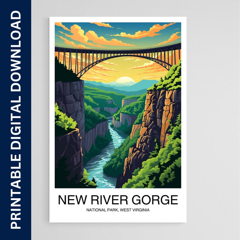 New River Gorge National Park Poster, West Virgina Print, Wall Art ...
