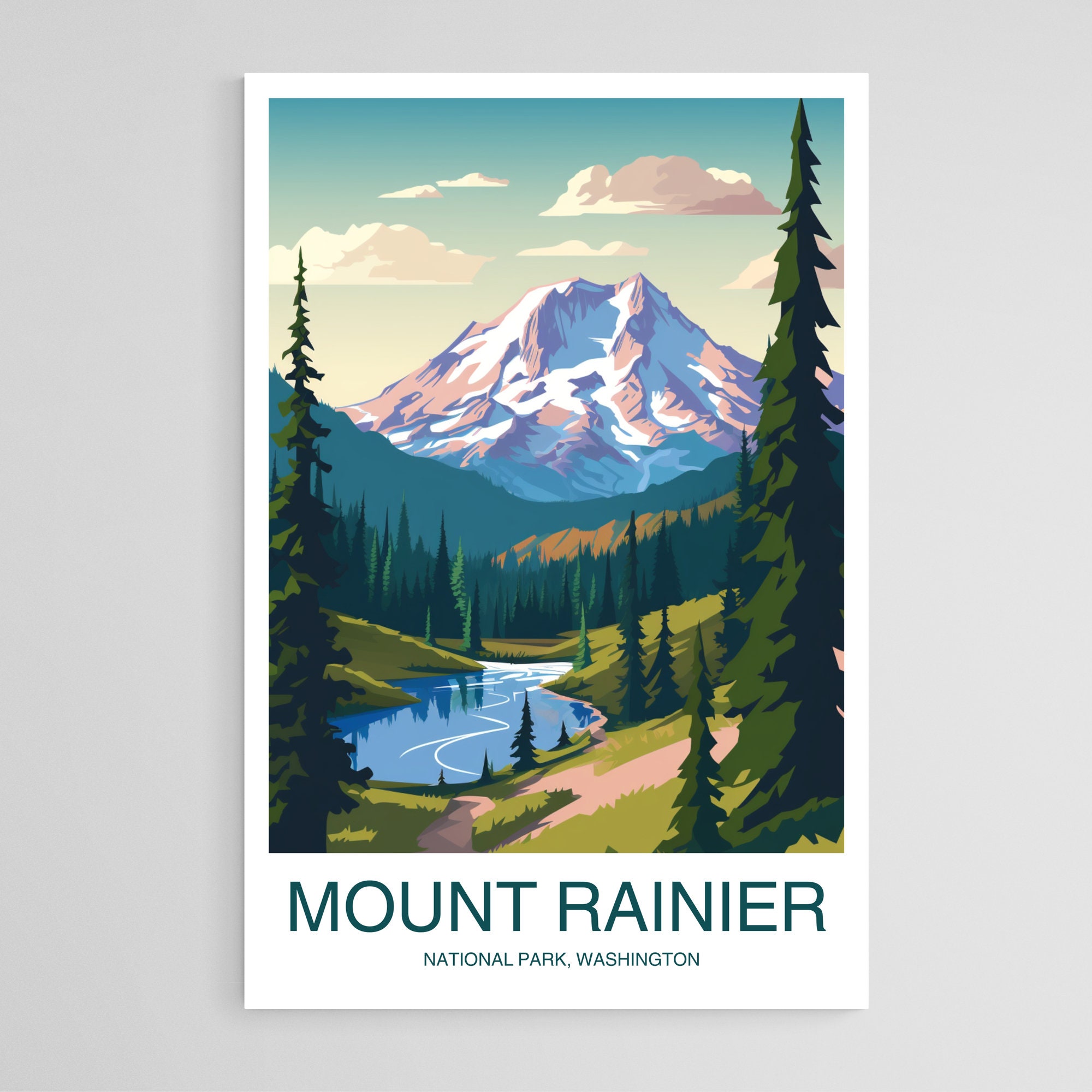 Mount Rainier National Park Poster, National Park Print, Vintage Poster ...