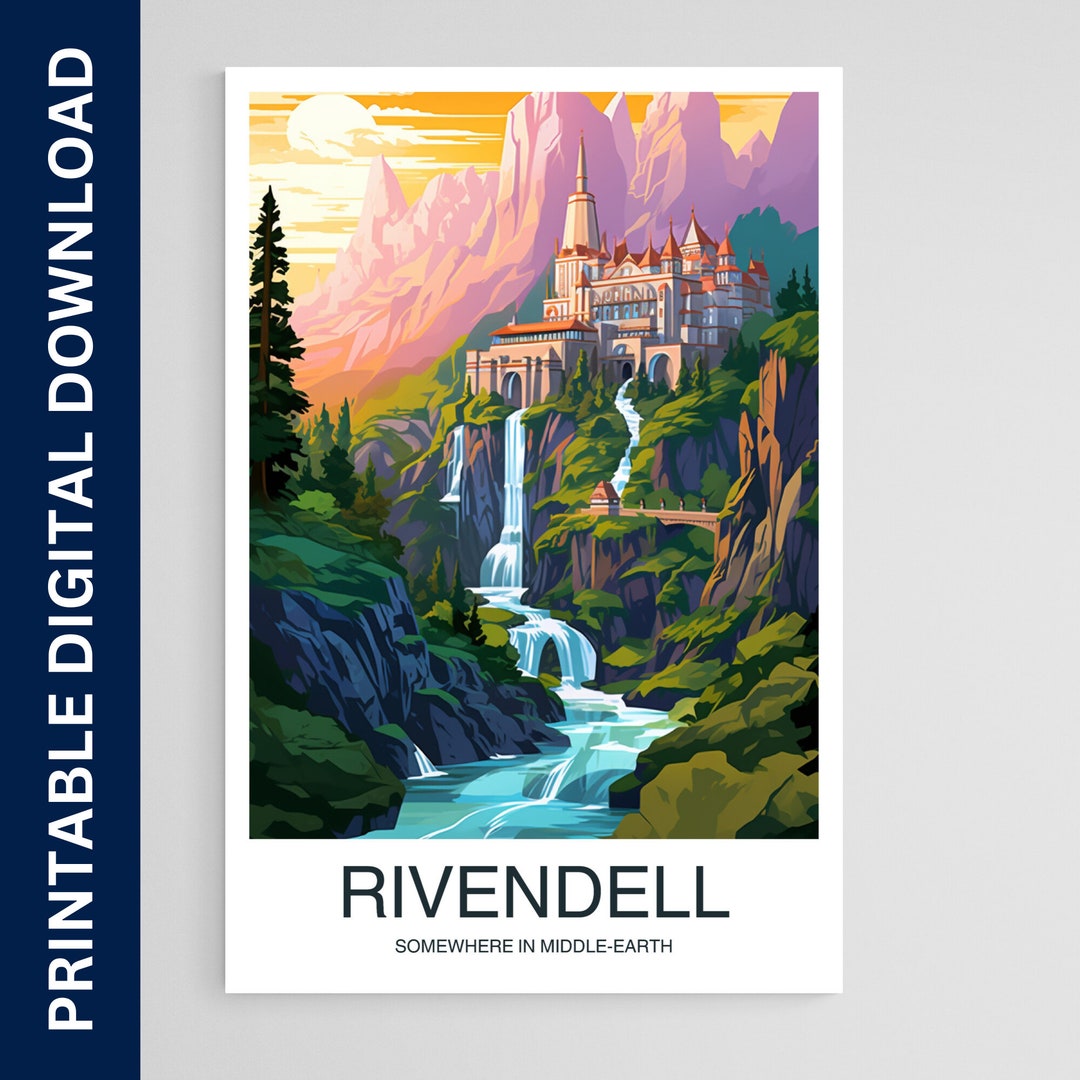 Rivendell Travel Print, Wall Art Middle of Earth Wall Hanging, Home ...