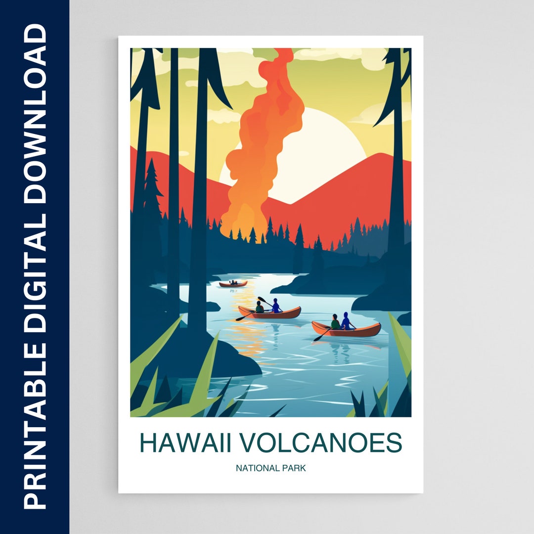 Hawaii Volcanoes National Park Poster, National Park Print, Vintage ...