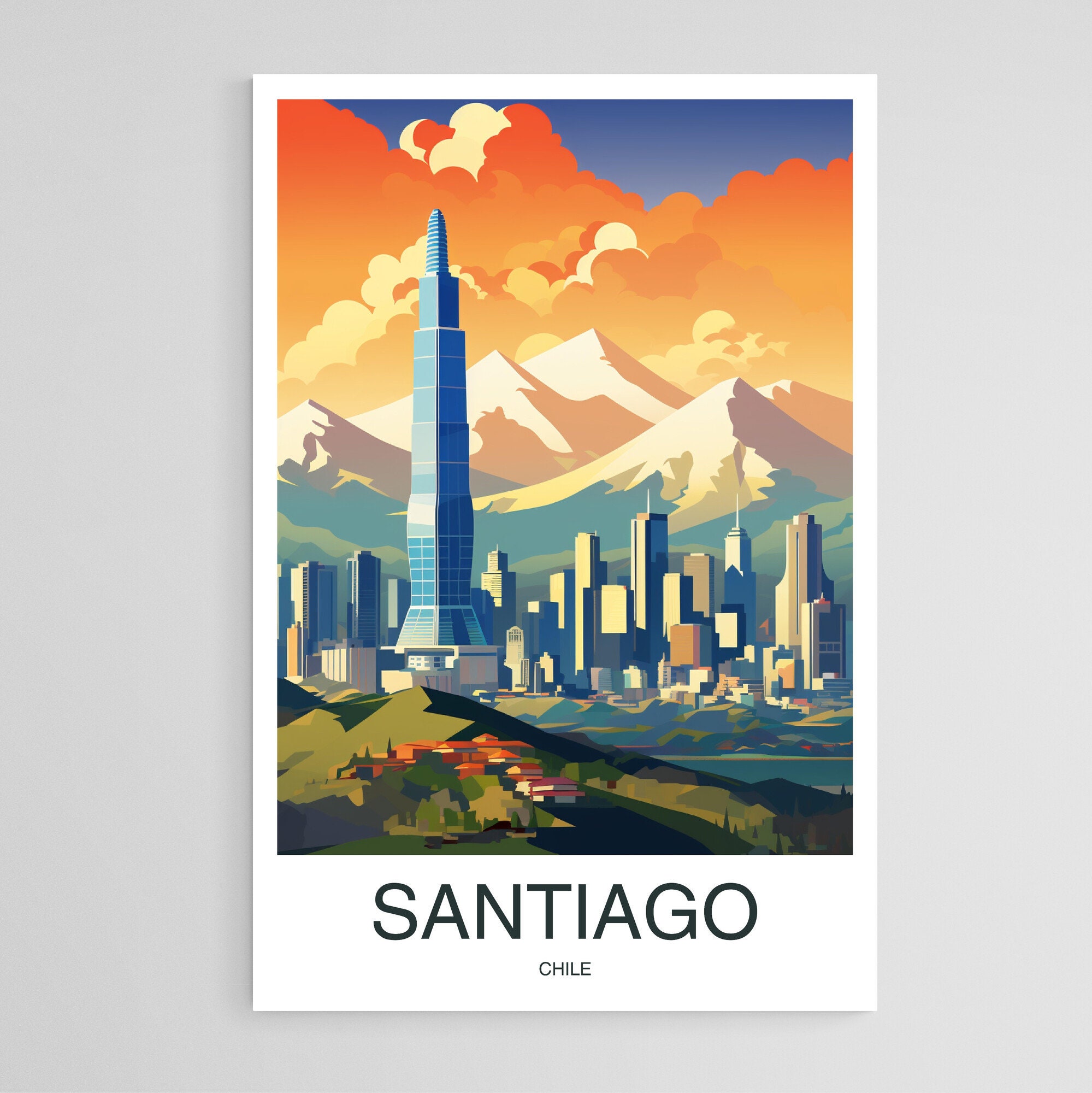 Santiago Travel Poster, Chile Art, Artwork, Gift, Poster, Print, Wall ...