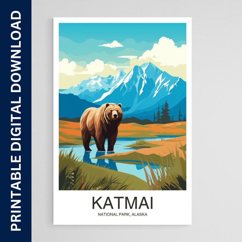 Katmai National Park Poster, Alaska Print, Wall Art, Gift, Home Decor ...