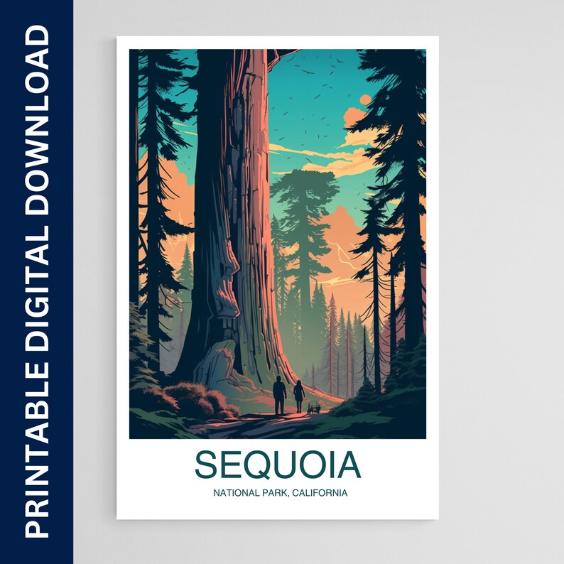 Sequoia National Park Poster, National Park Print, Vintage Poster, Wall ...