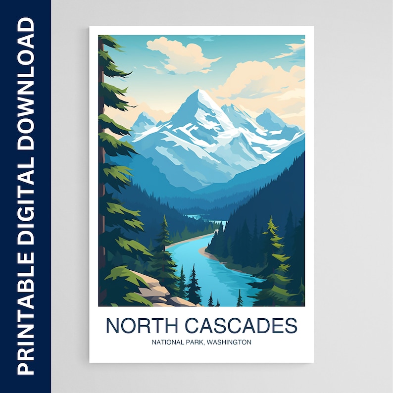 North Cascades National Park Poster, Washington Print, Wall Art, Gift ...