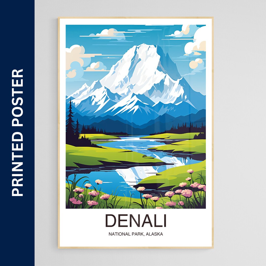 Denali National Park Poster Alaska Print Wall Art Art - Etsy