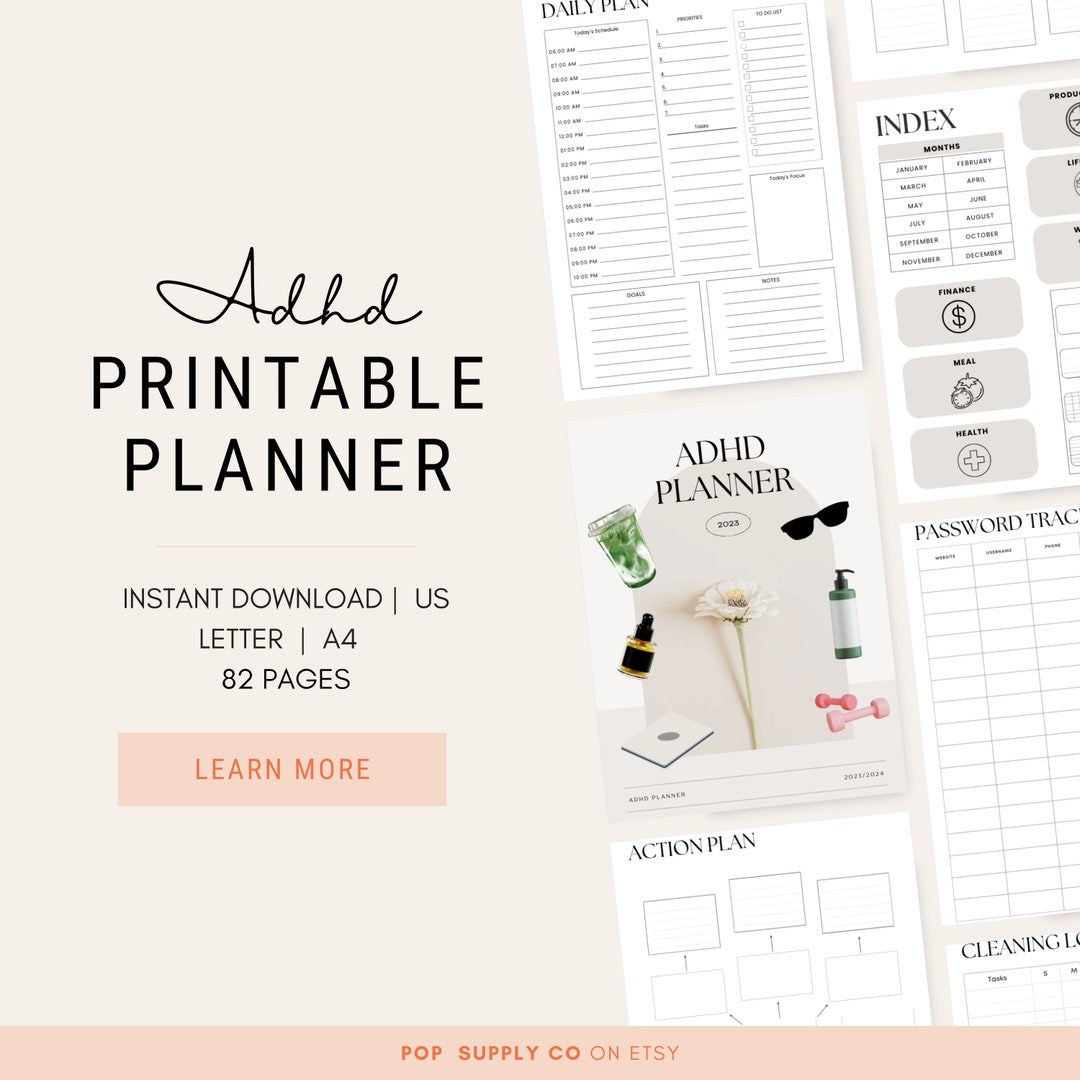 ADHD Printable Planner - Etsy
