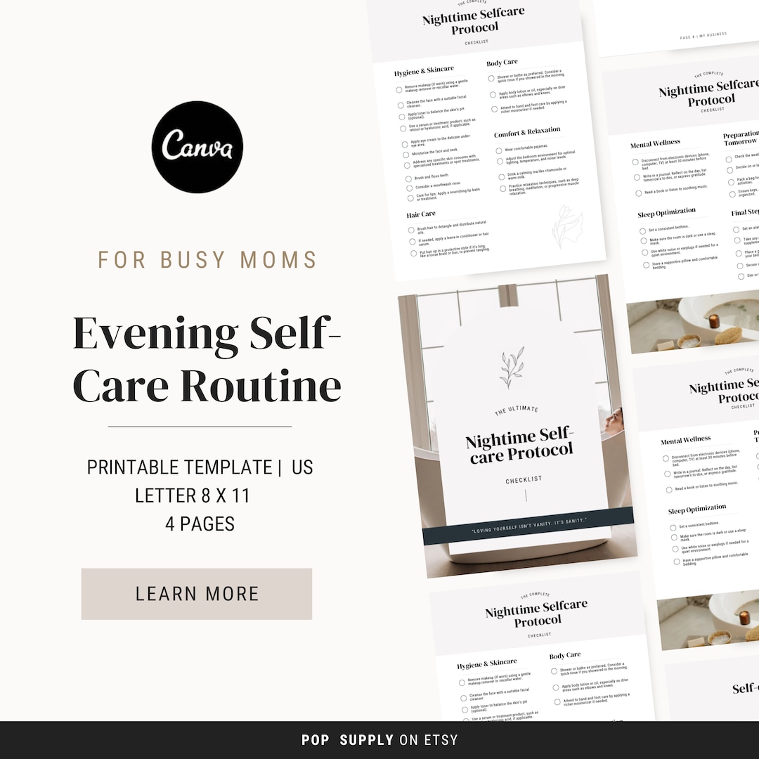 Evening Self-care Routine & Printable Guide for Busy Moms - Etsy