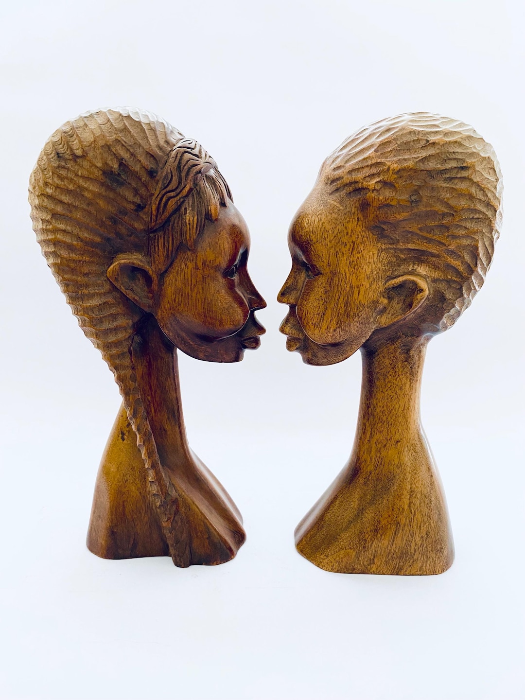 Vintage Hand Carved African Wooden Busts. - Etsy
