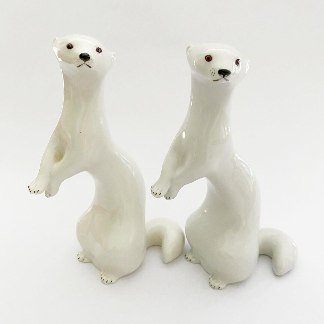 Lomonosov Ermine Porcelain Figures X 2 - Etsy