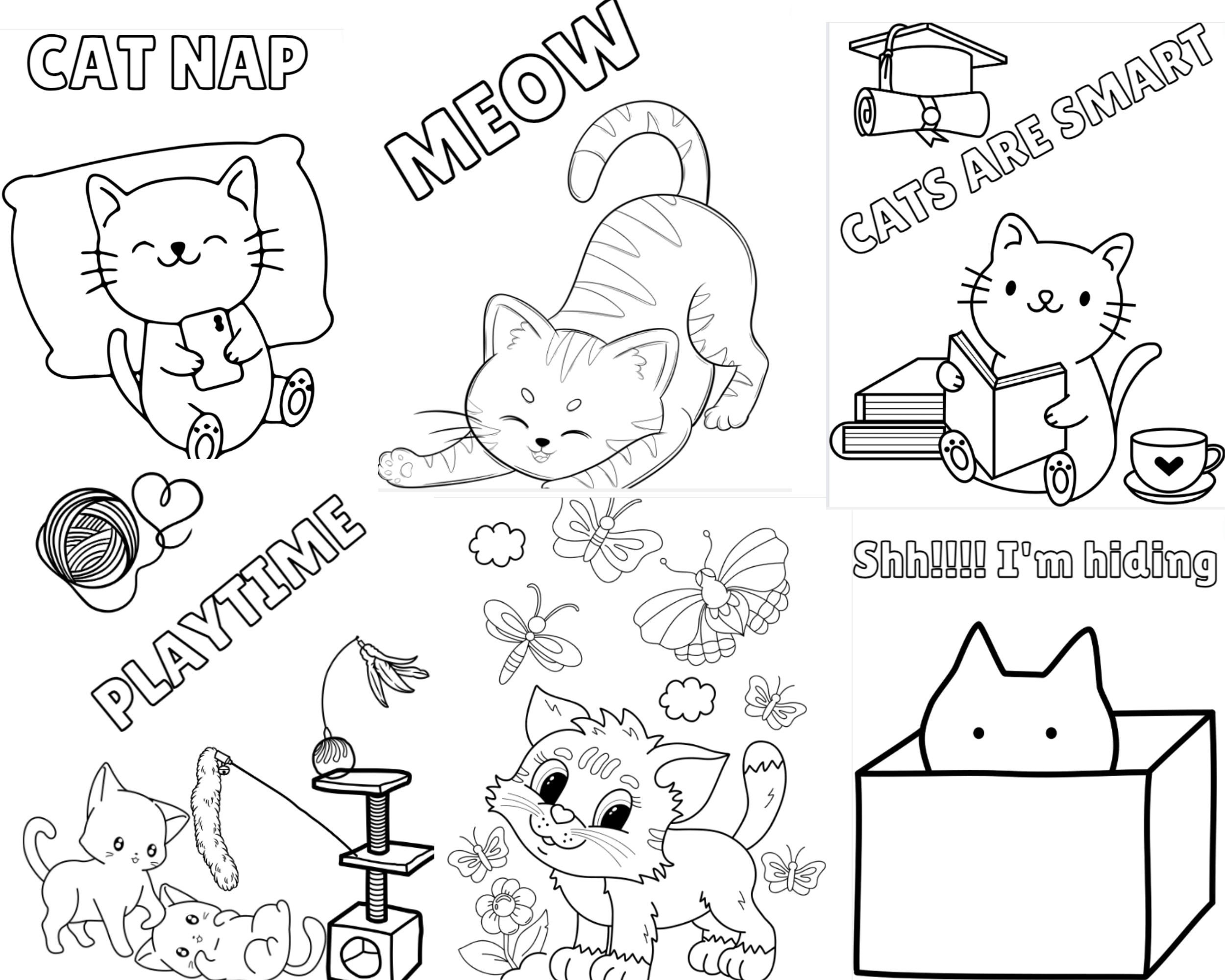 Cat Coloring Book - Etsy